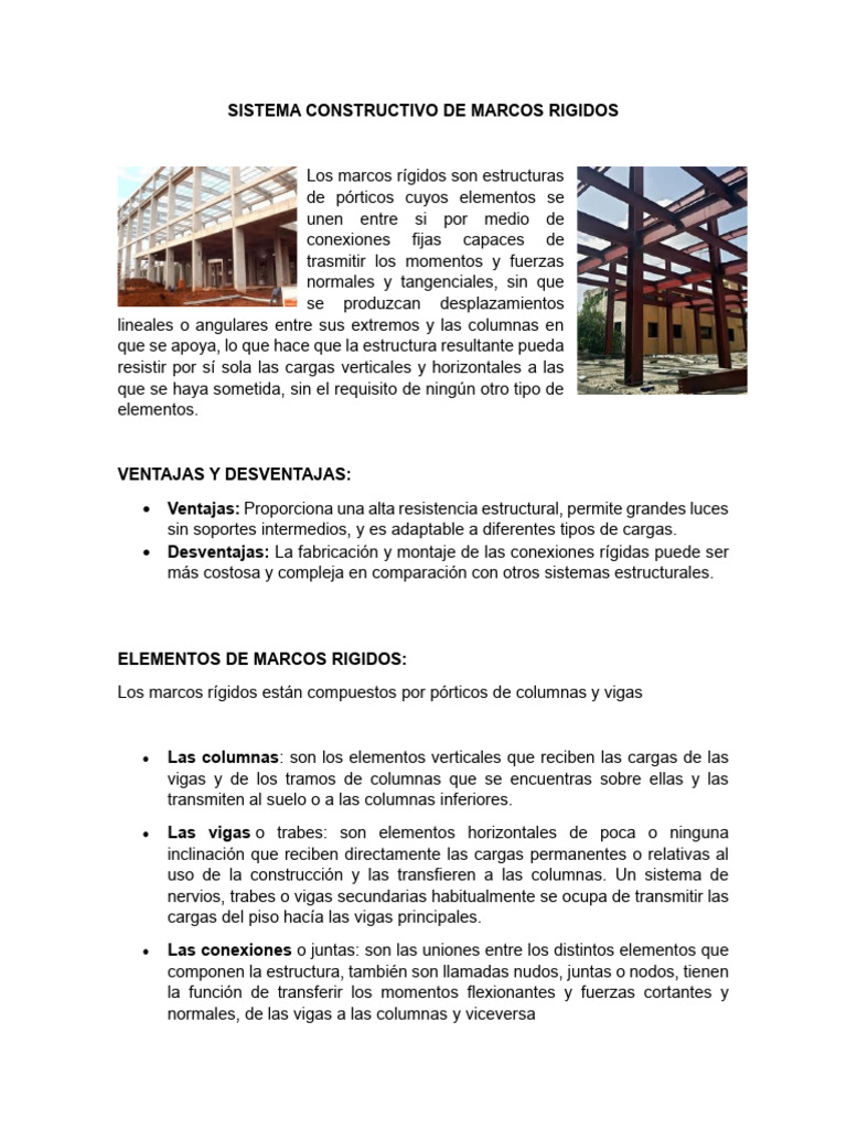 Sistema Constructivo de Marcos Rigidos | PDF | Hormigón | Viga (Estructura)