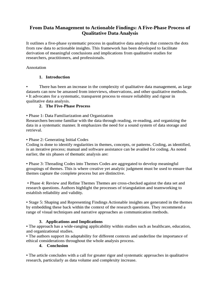From Data Management To Actionable Findings | PDF | Data | Qualitative ...