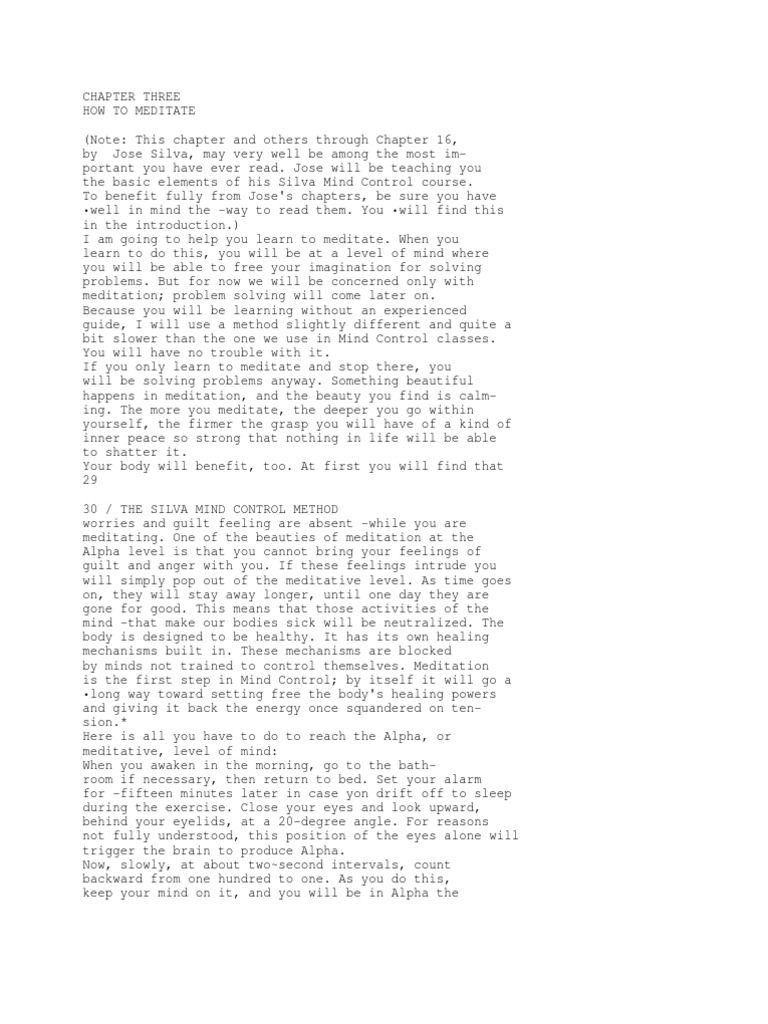 The Silva Method - How To Meditate | PDF | Meditation | Mental Image