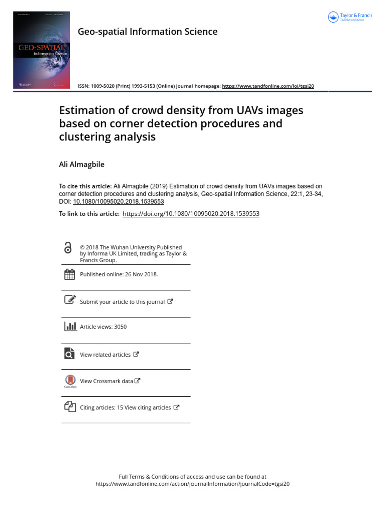 Estimation of Crowd Density From UAVs Images Based On Corner Detection Procedures and Clustering ...
