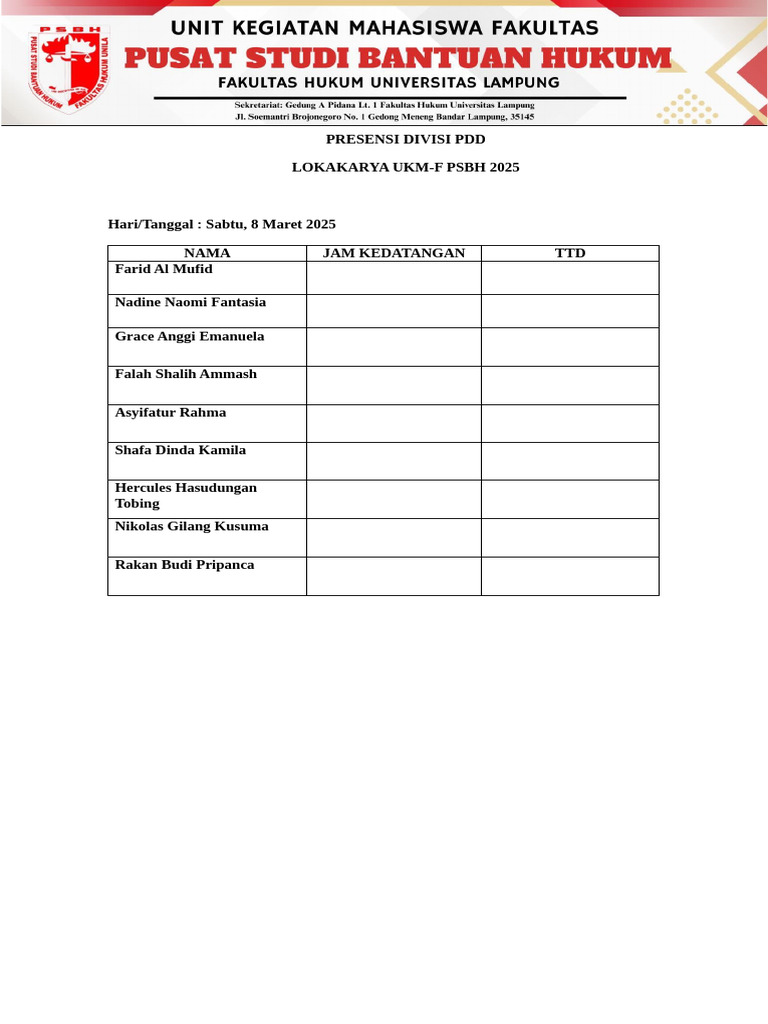 PRESENSI DIVISI PDD-LOKAKARYA | PDF
