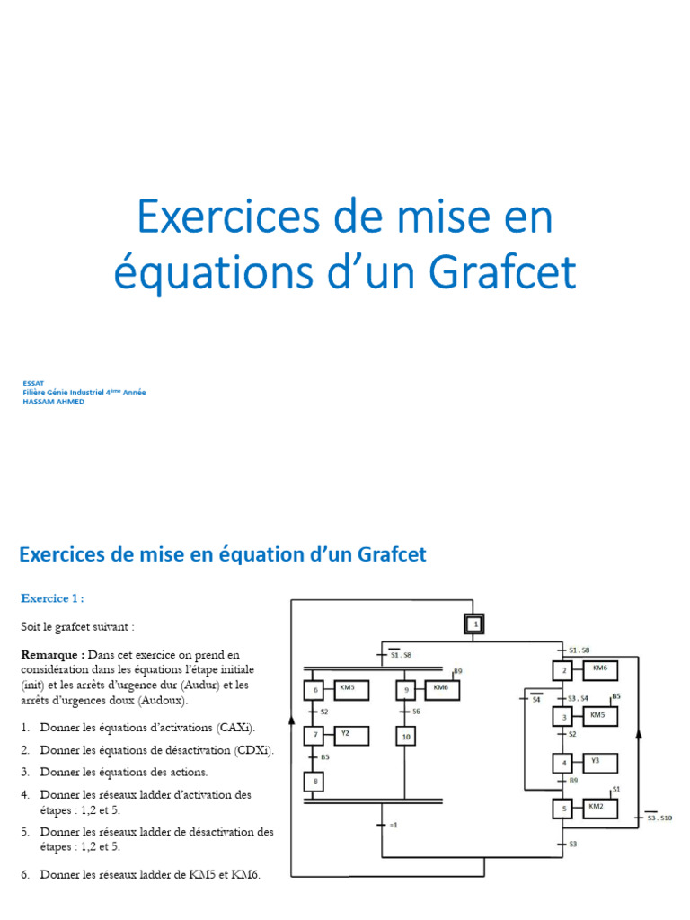 Mise en équation d'un Grafcet | PDF | Équations | Objets mathématiques
