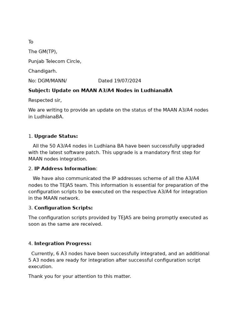 MAAN A3/A4 Nodes Update in Ludhiana | PDF