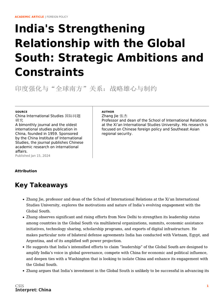 India and Global South-Ambitions and Constraints | PDF | Global ...