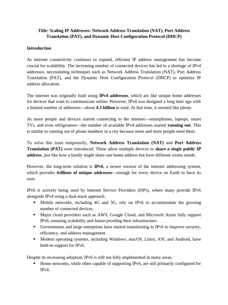 Lecture 2 - Pat-nat-dhcp (1) | PDF | Ip Address | I Pv6