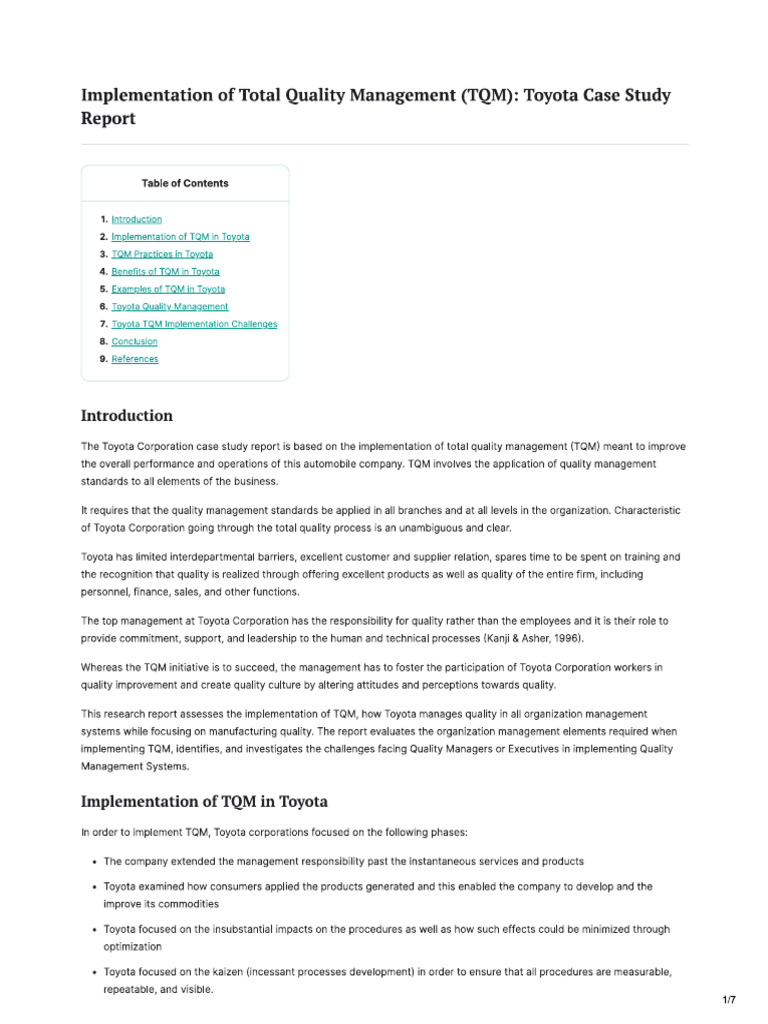 Implementation of Total Quality Management (TQM) T - 250210 - 122731 | PDF