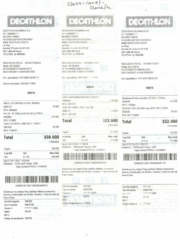 Recibos Decathlon | PDF