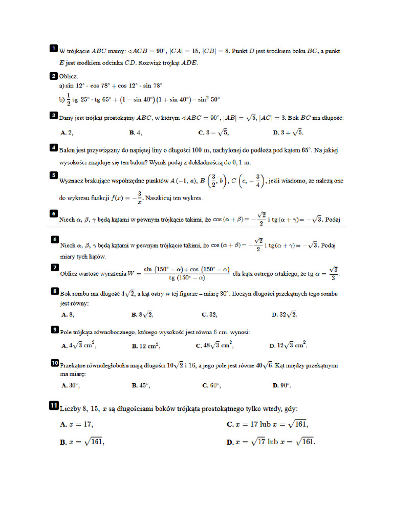 Przykładowe Zadania Na Sprawdzian Semestralny kl3 | PDF