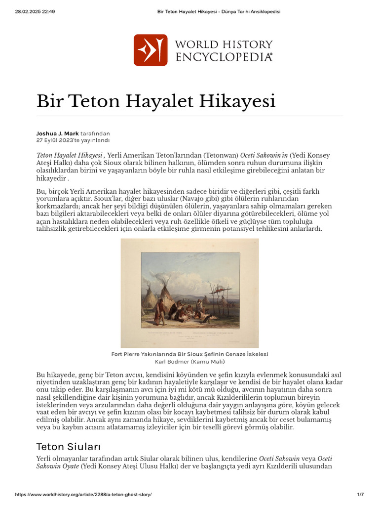 Bir Teton Hayalet Hikayesi - Dünya Tarihi Ansiklopedisi | PDF | Dakota ...