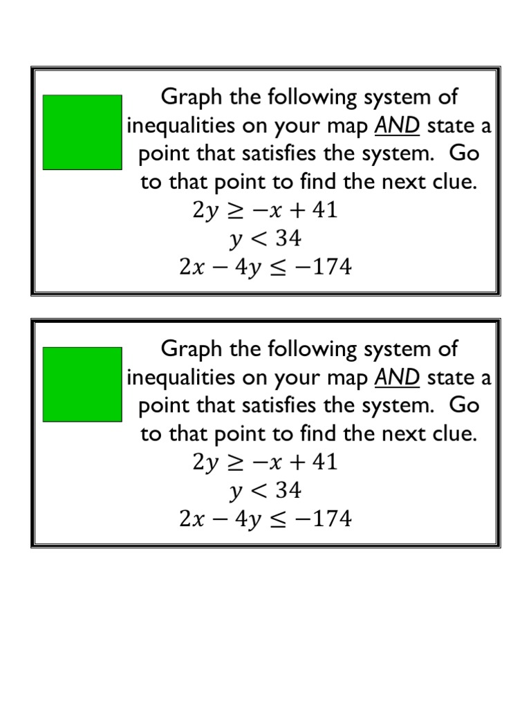 System of Equations Scavenger Hunt Cards | PDF | Equations ...
