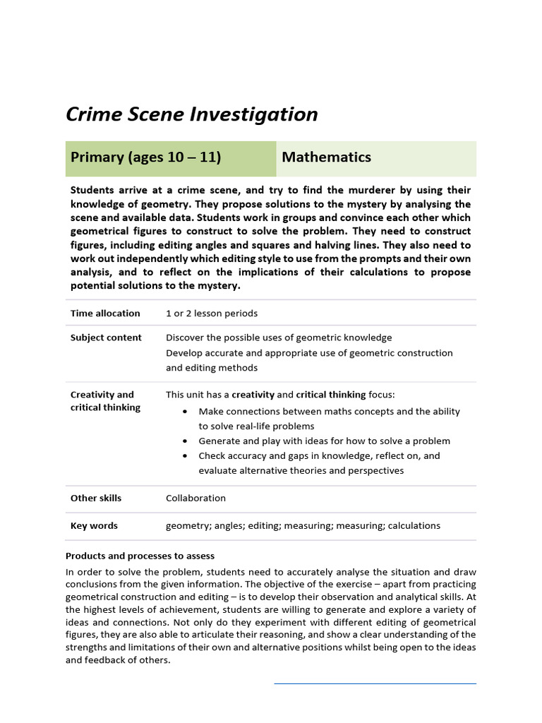 Geometry-Based Crime Scene Activity | PDF | Geometry | Critical Thinking