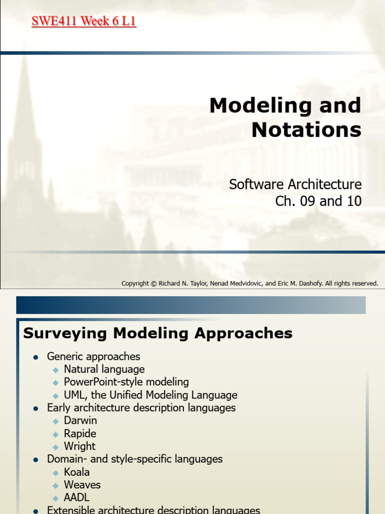 SWE411 Week6 L1 Modeling and Notations | PDF | Unified Modeling Language | Software Architecture