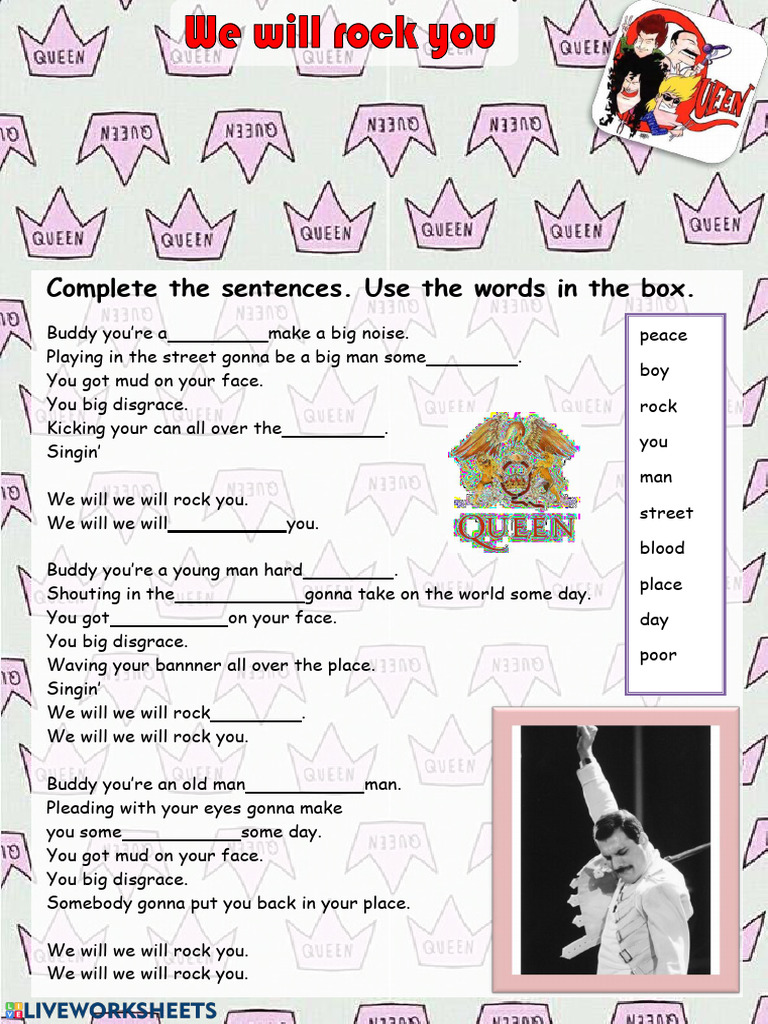 We Will Rock You Queen Worksheet | PDF
