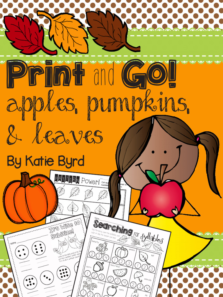 Printand Go Apples Pumpkins Leaves Fall Mathand Literacy NOPREP | PDF