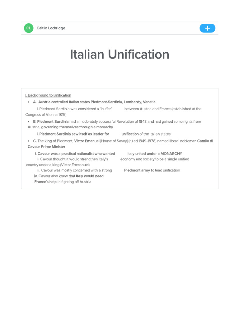 Unifiction of Italy | PDF