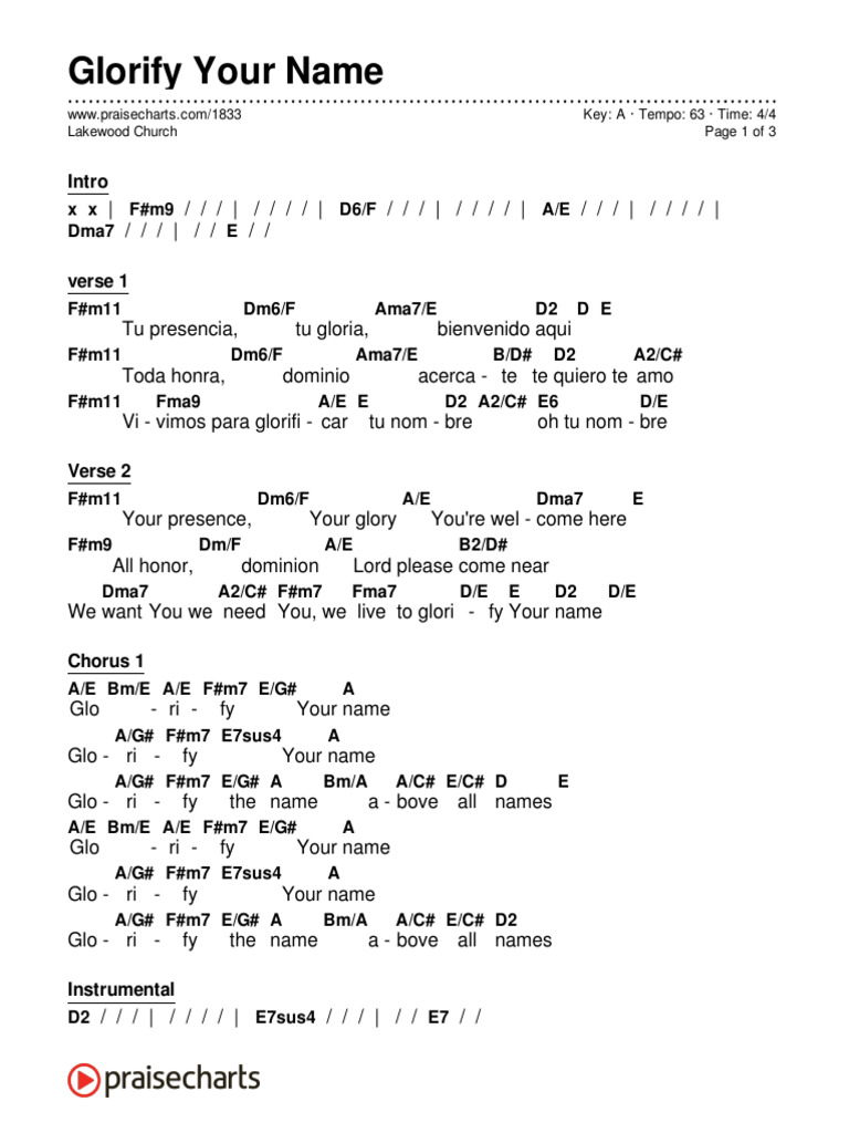 Glorify Your Name Chords and Lyrics | PDF | Elements Of Music | Music ...