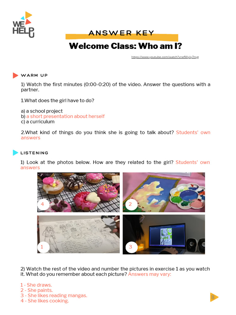 Elementary - Who Am I - Answer Key | PDF | Linguistics | Human ...