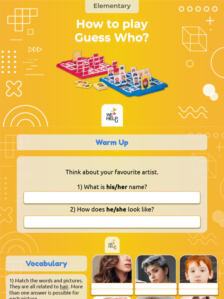 Elementary - How to play Guess Who slides | PDF | Hair | Hairstyle
