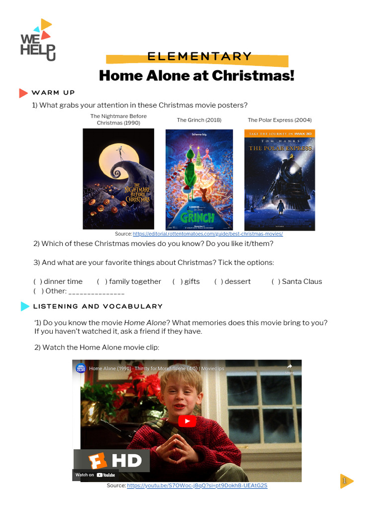 Elementary - Home Alone | PDF | Christmas | Syntax