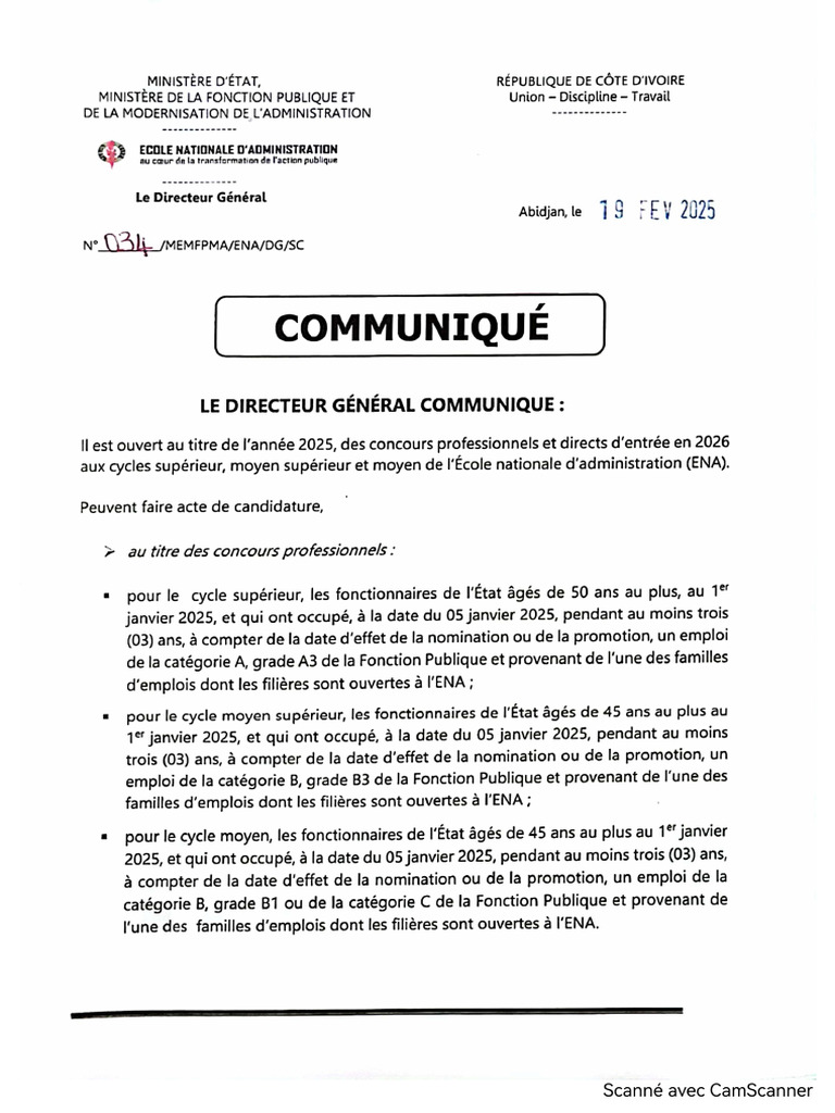 Communique ENA | PDF