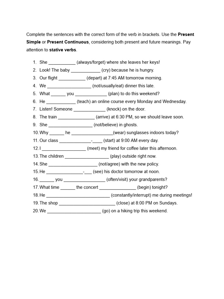 PRESENT SIMPLE PRESENT CONTINUOUS B1 | PDF | Grammar