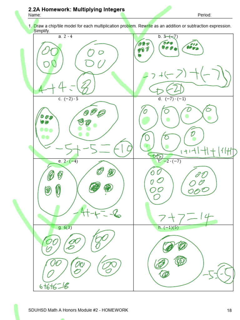 Multiplying Integers Homework Guide | PDF | Multiplication | Arithmetic