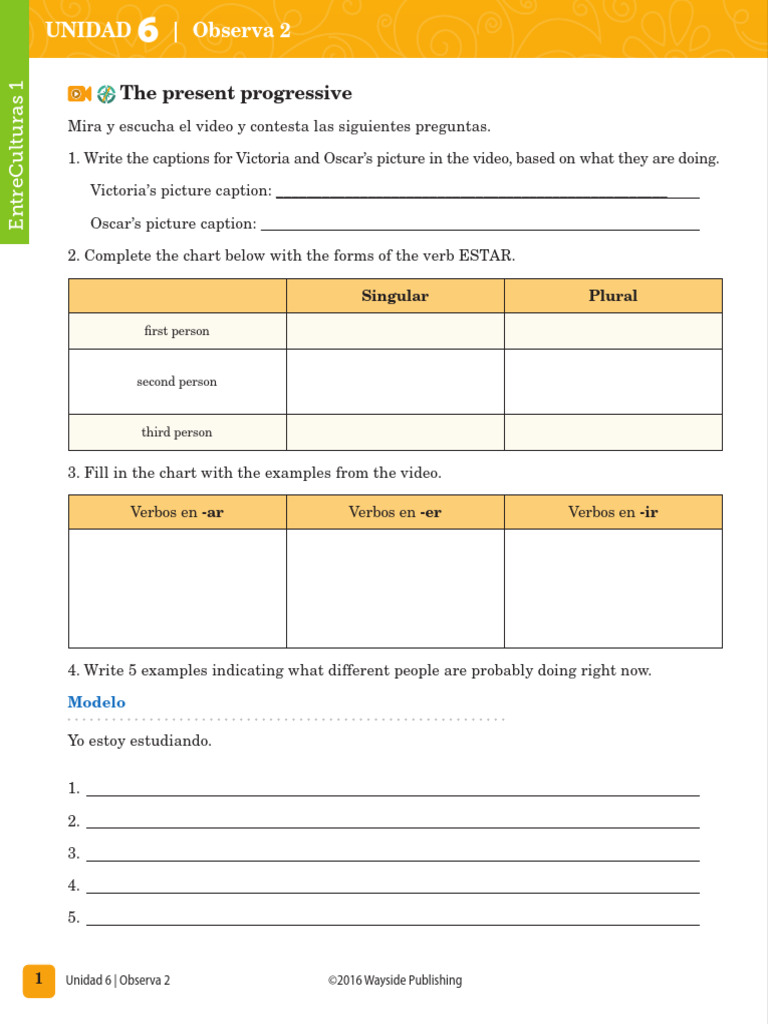Spanish Present Progressive Guide | PDF