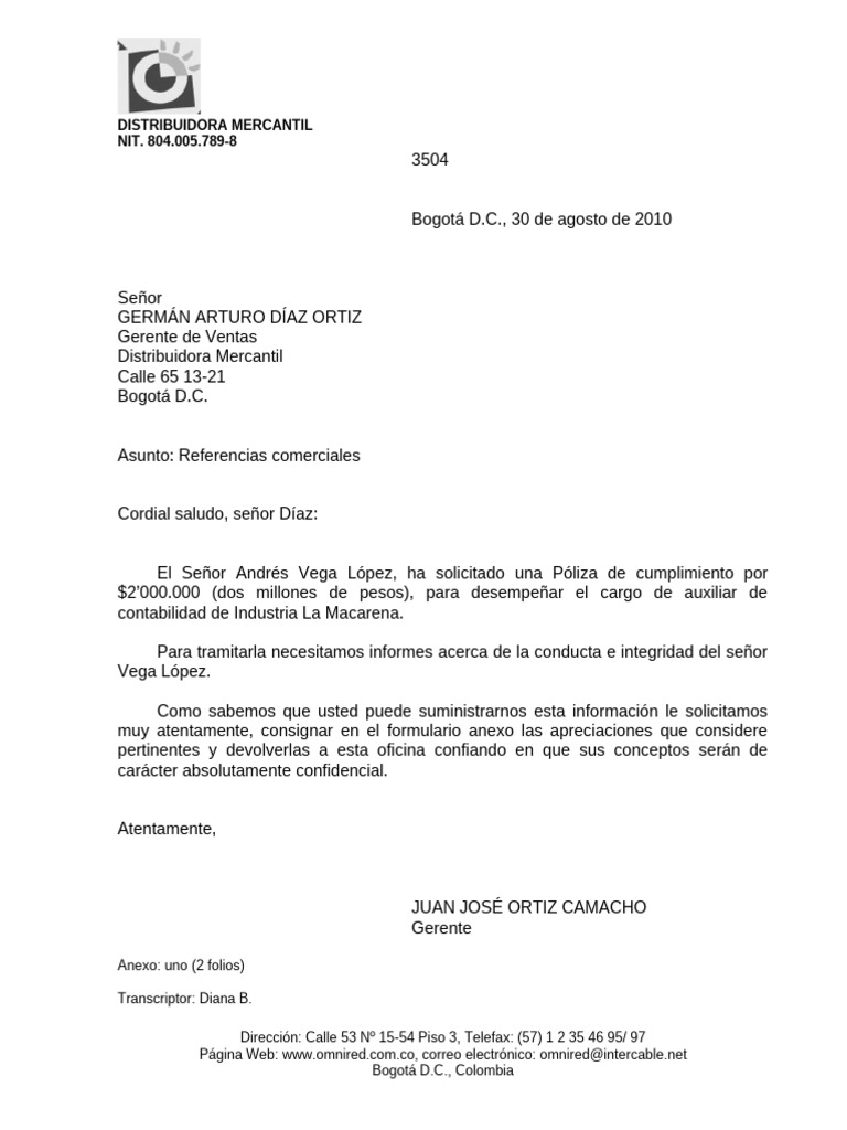 Solicitud de Referencias Comerciales | PDF