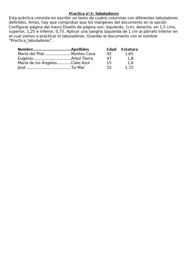 Practica Tabulaciones | PDF