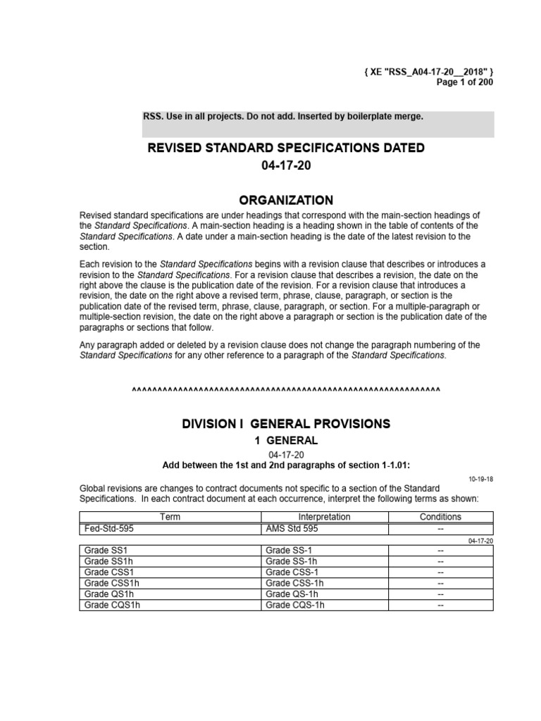 Revised Standard Specs 2018 | PDF | Traffic | Auditor's Report