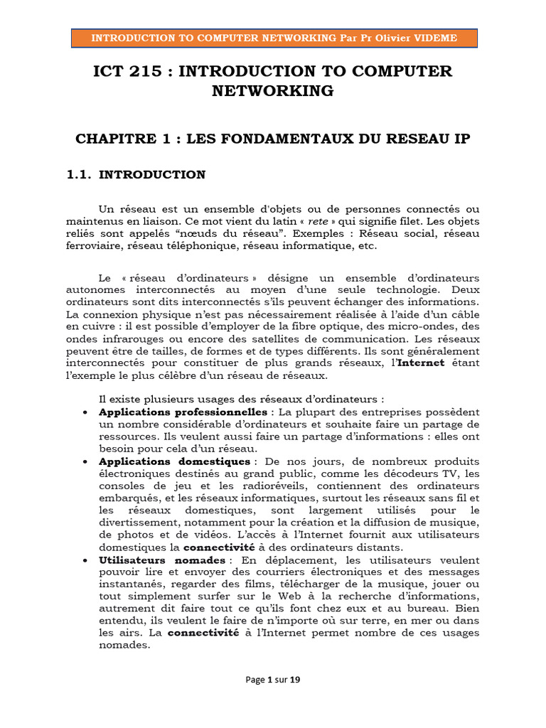 Fondamentaux des Réseaux IP et Transmission | PDF | Fibre optique ...