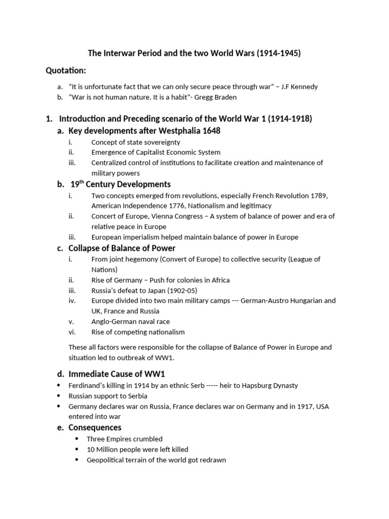 The Interwar Period and The Two World Wars | PDF | World War I | Europe