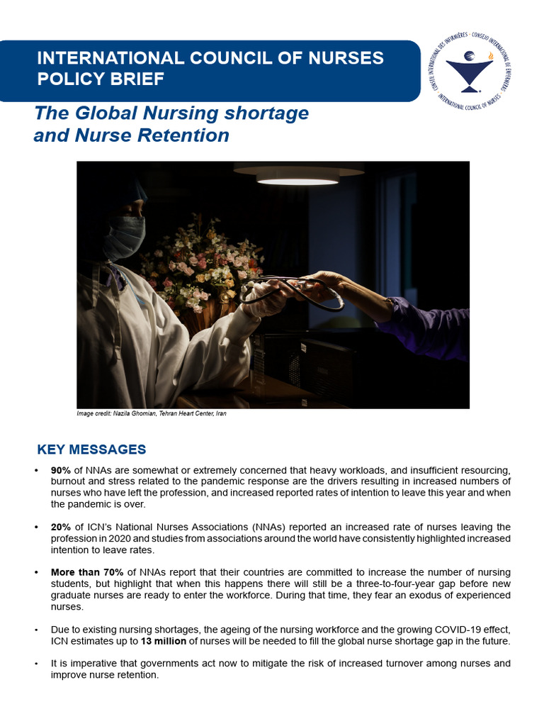 ICN Policy Brief - Nurse Shortage and Retention - 0 | PDF | Nursing ...