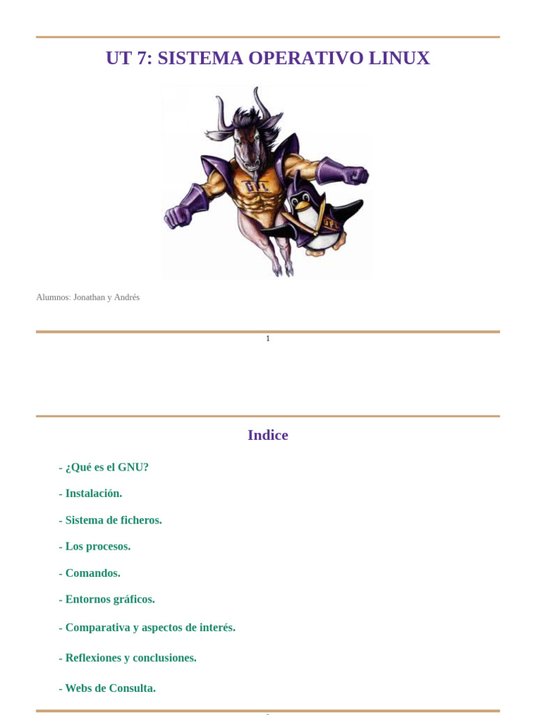 2 UT 7 Sistema Operativo Linux-1 | PDF | Ñu | Distribución de Linux