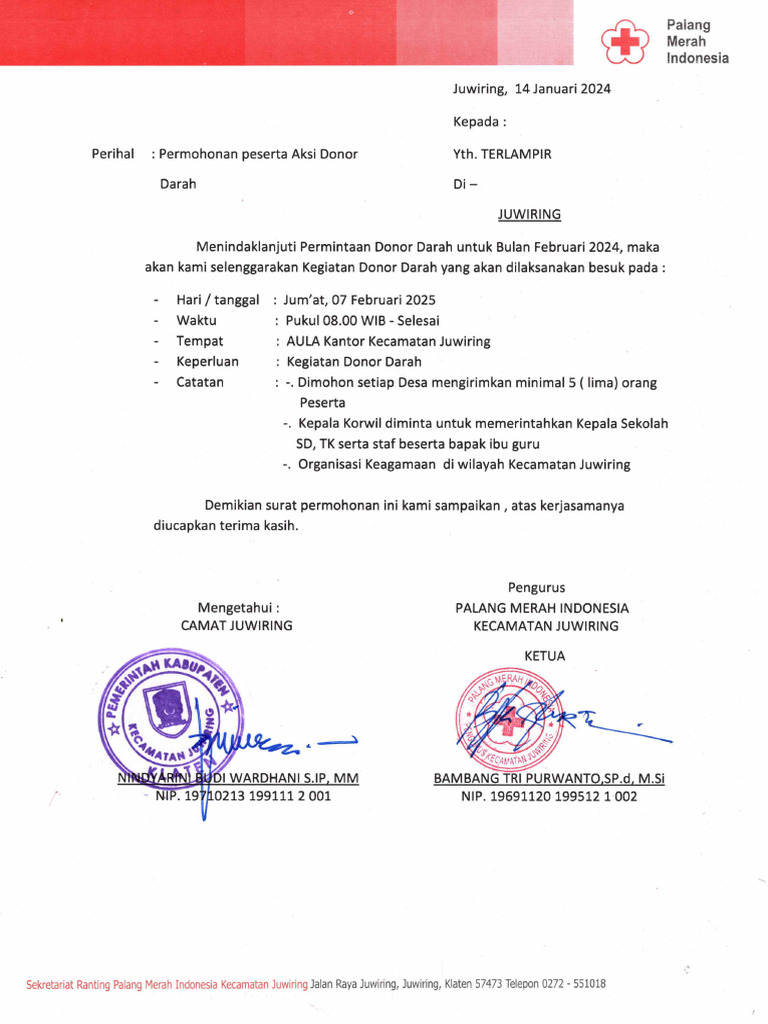 Surat Permohonan Donor Darah | PDF