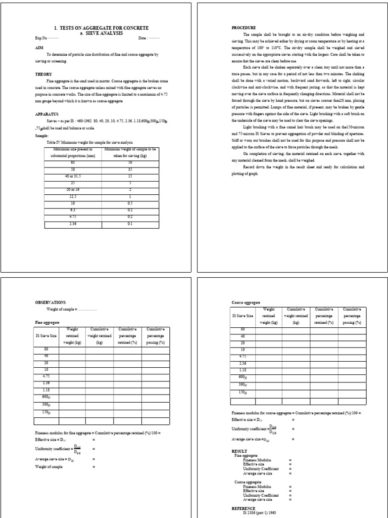 Concrete Aggregate Testing Guide | PDF | Density | Concrete