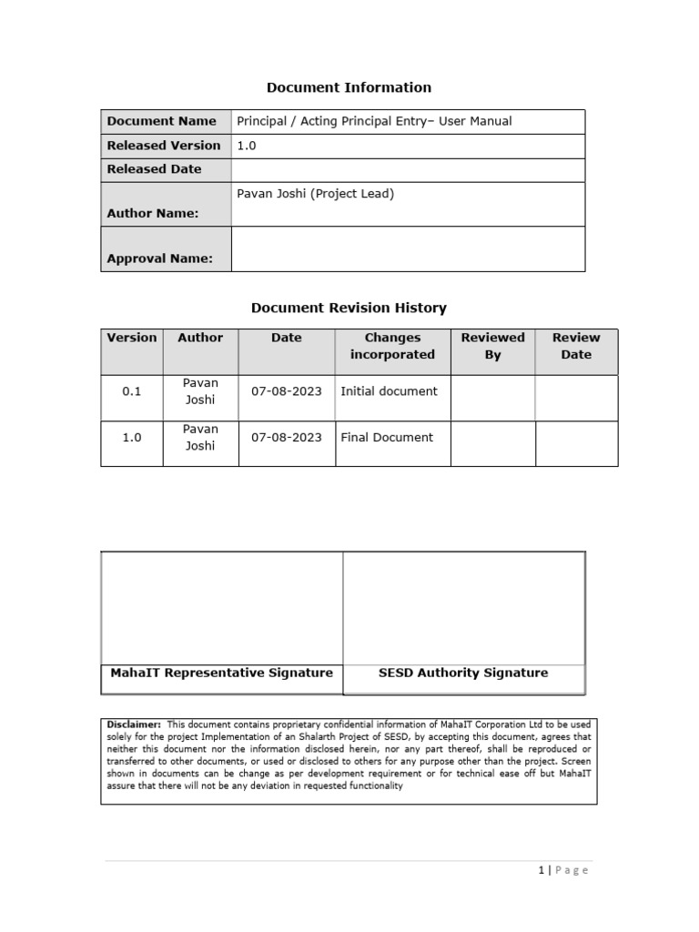 Acting Principal Entry User Manual | PDF | Computing