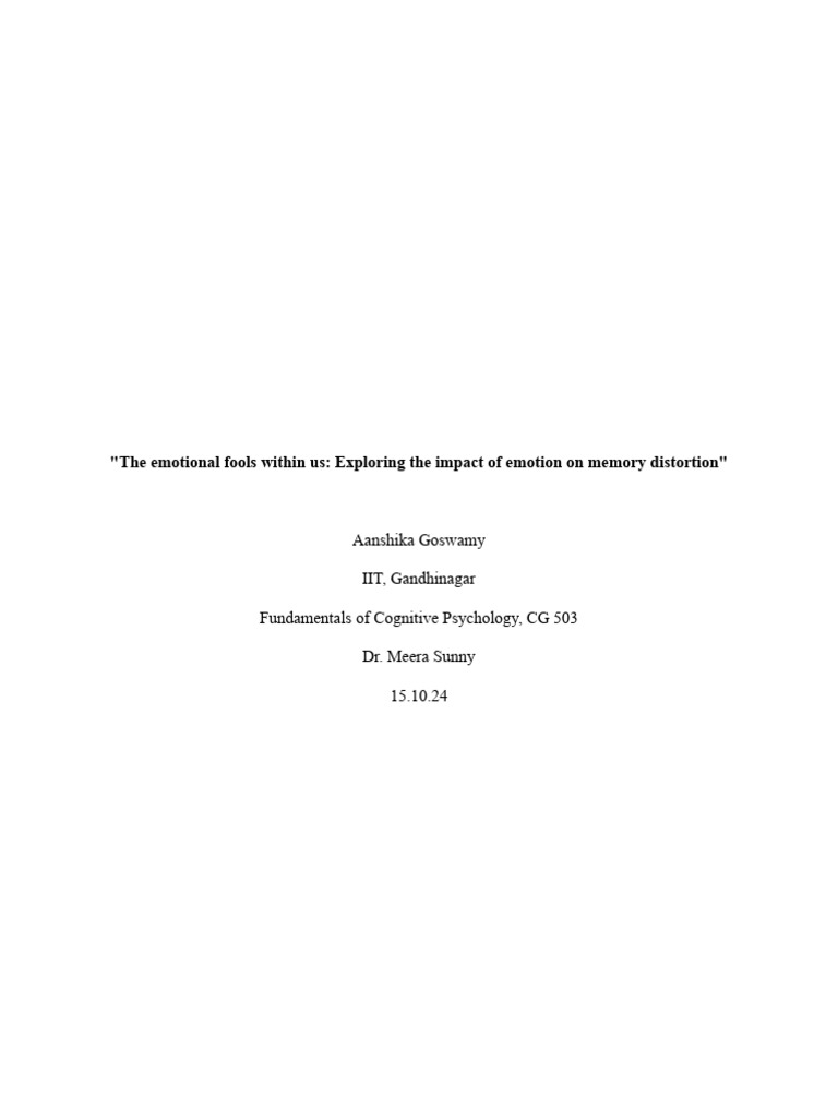 The Emotional Fools Within Us - Exploring The Impact of Emotion On ...