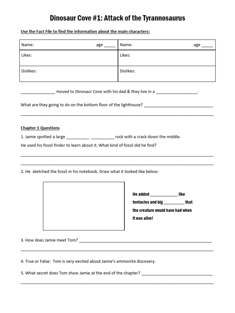 Dinosaur Cove Book 1 Questions | PDF | Tyrannosaurus | Dinosaurs