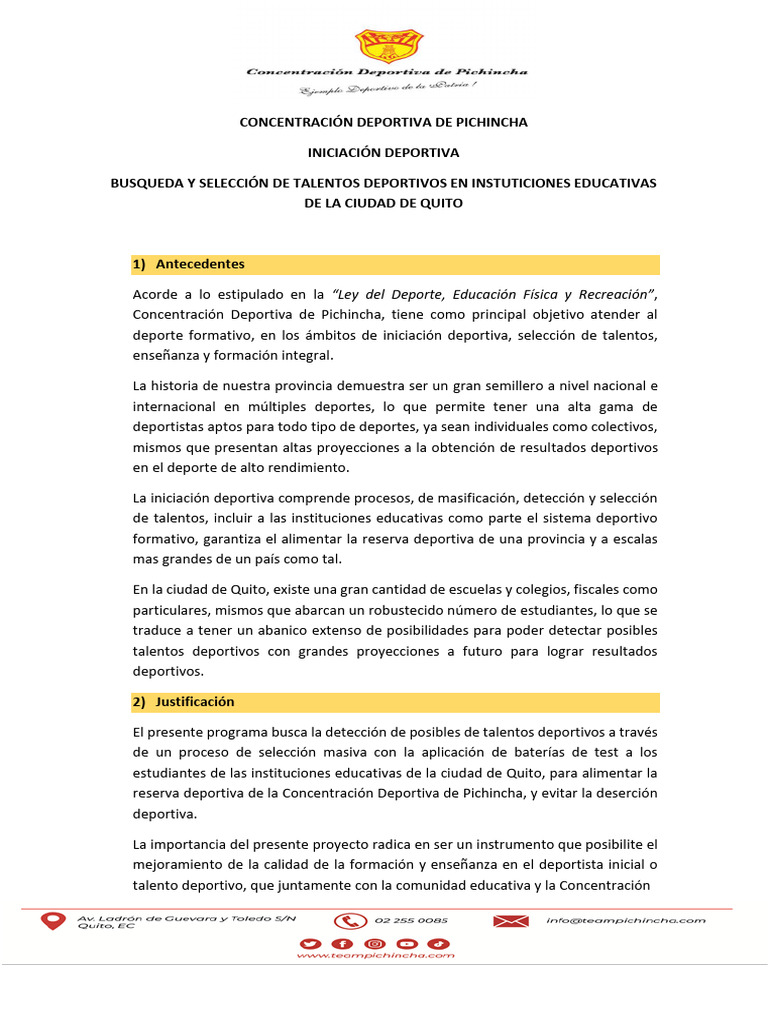 Proyecto Busqueda y Seleccion de Talentos | PDF | Deportes