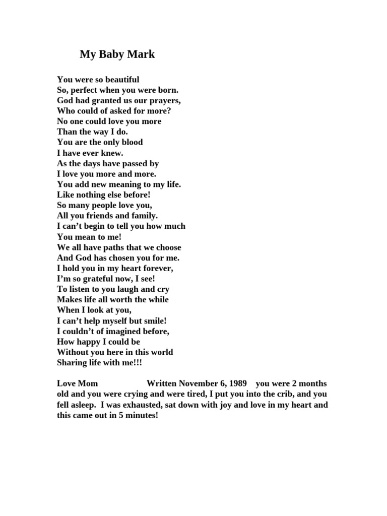 My Baby Mark | PDF