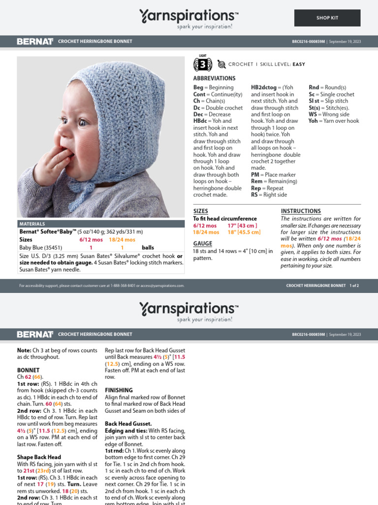 Crochet baby bonnet pattern | PDF | Crochet | Needlework