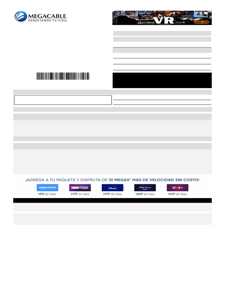 recibo megacable | PDF | Venta al por menor | Empresas minoristas