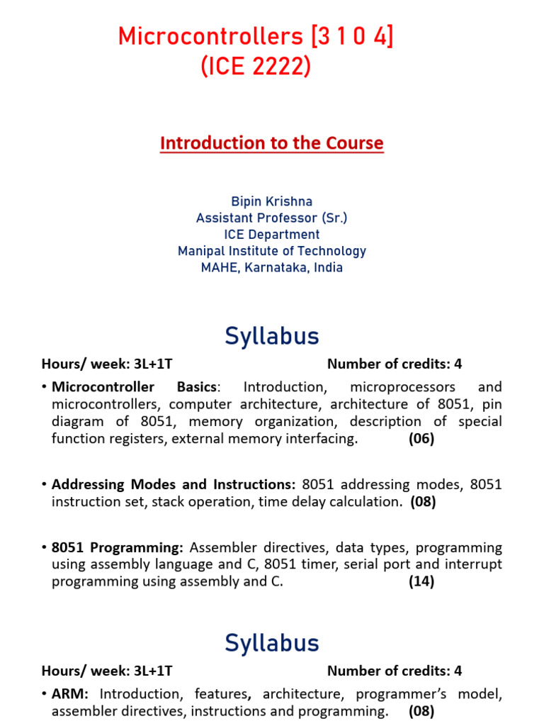 MC Class 0 Introduction-2 | PDF | Microcontroller | Central Processing Unit