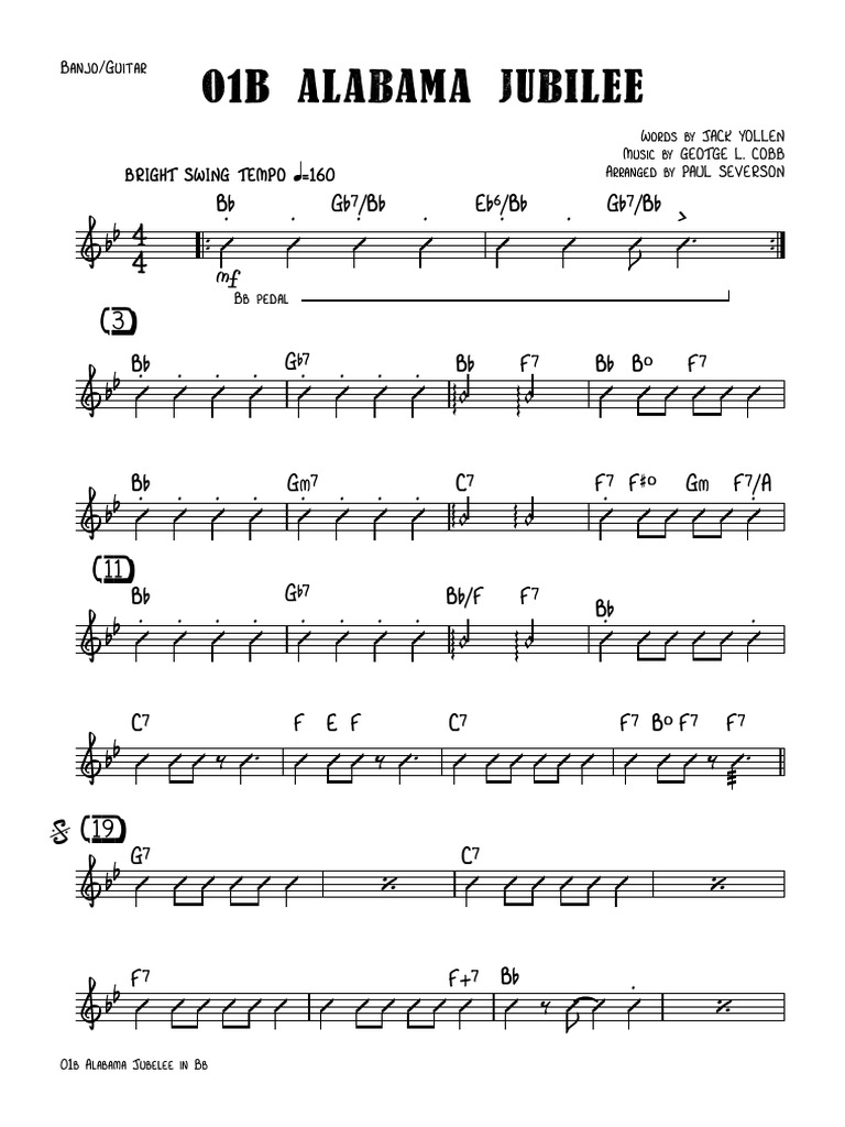 01B Alabama Jubilee in BB - Banjo Guitar | PDF