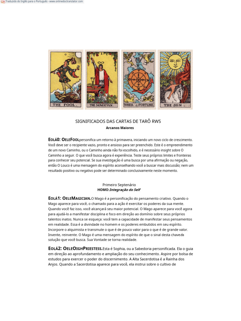 Rws 22 Card Meanings Glossary.en.Pt | PDF | Amor | Sabedoria