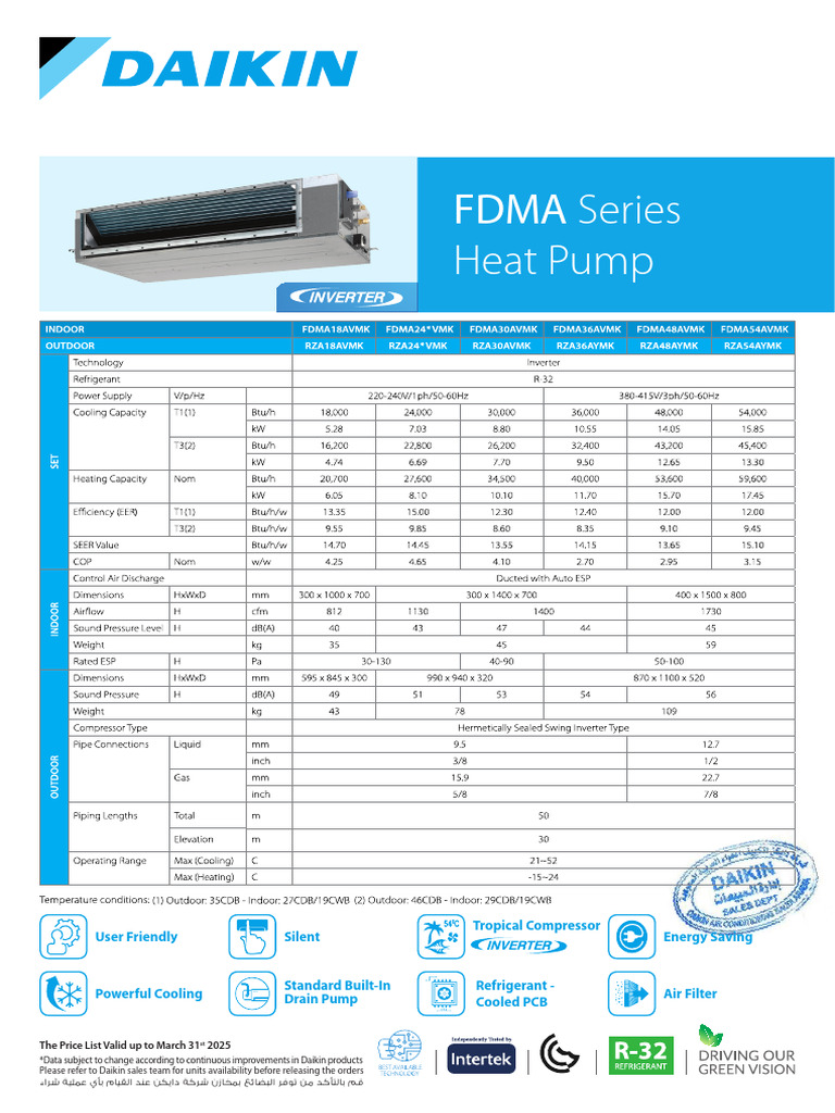 Daikin FDMA Series Heat Pump Overview | PDF