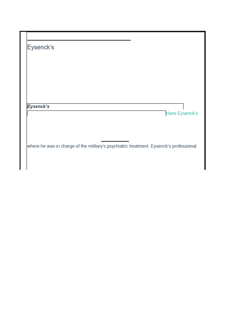 Eysenck S Personality Theory Pdf Extraversion And Introversion