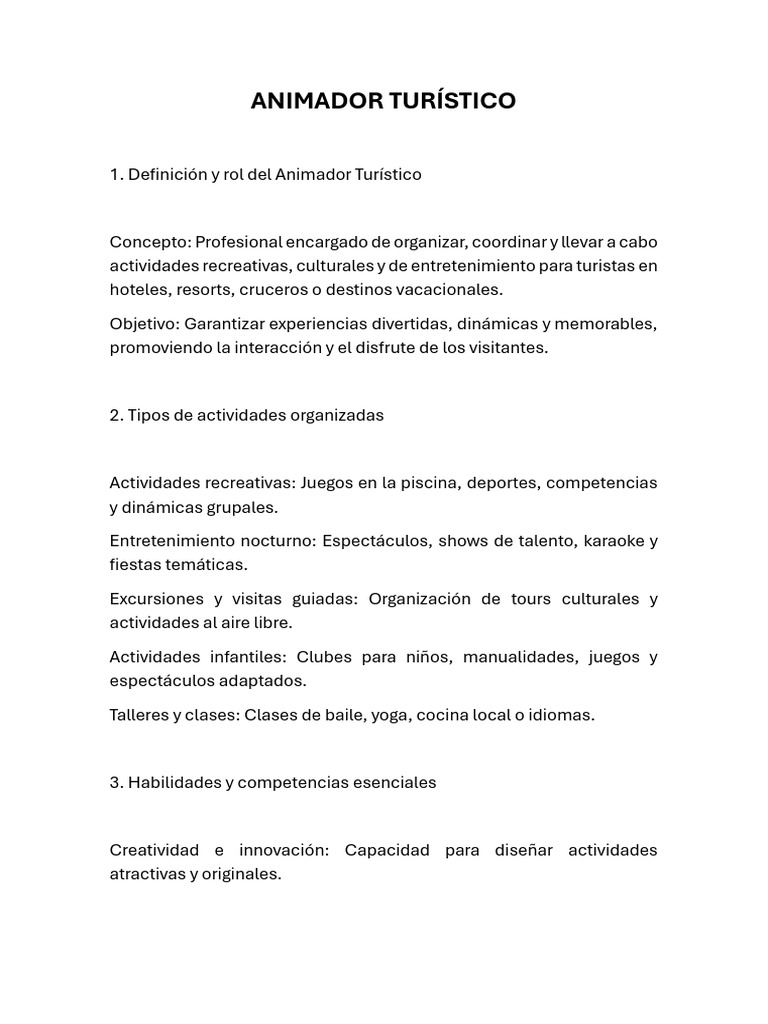 Animador Turístico | PDF | Turismo | Entretenimiento