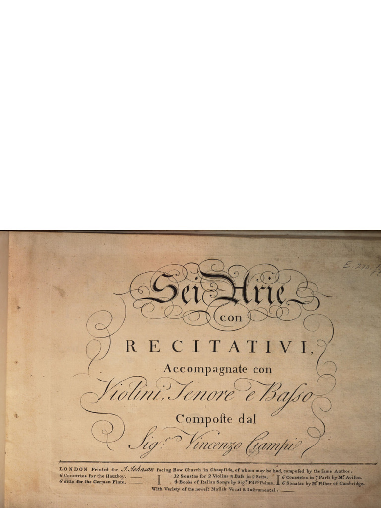 IMSLP846469-PMLP1331558-Ciampi E.270.Ff. Sei Arie Con Recitativi | PDF